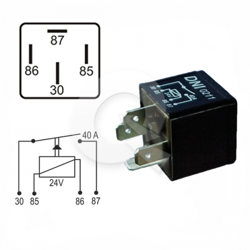 RELAY AUXILIAR 24V 40A,4T,FRENO,BOCINA,CAMION-BUS