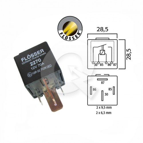 RELAY UNIVERSAL, 12V 70A, 4T, ALTA POTENCIA, FLOSE