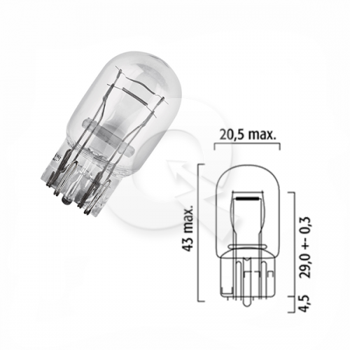 AMPOLLETA T20,12V 21/5W,(W3x16q), 2C, FLOSSER