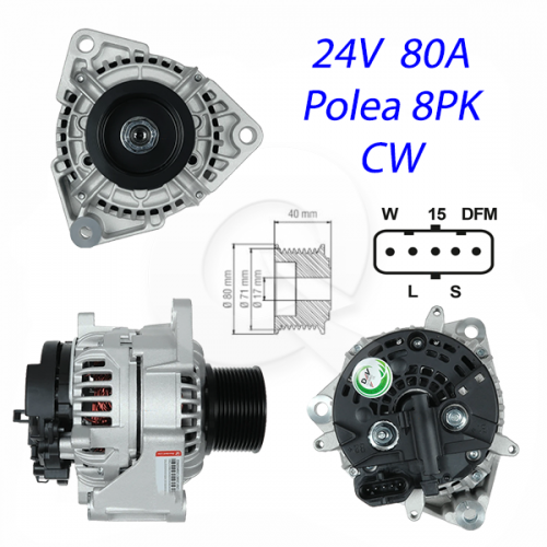 ALTERNADOR 24V, MERCEDES BENZ, ATEGO, ACTROS