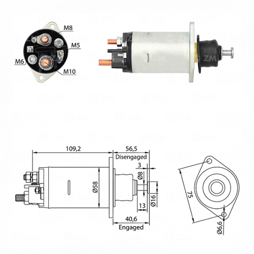 SOLENOIDE 12V, 28MT, MERCEDES BENZ, 712, 812